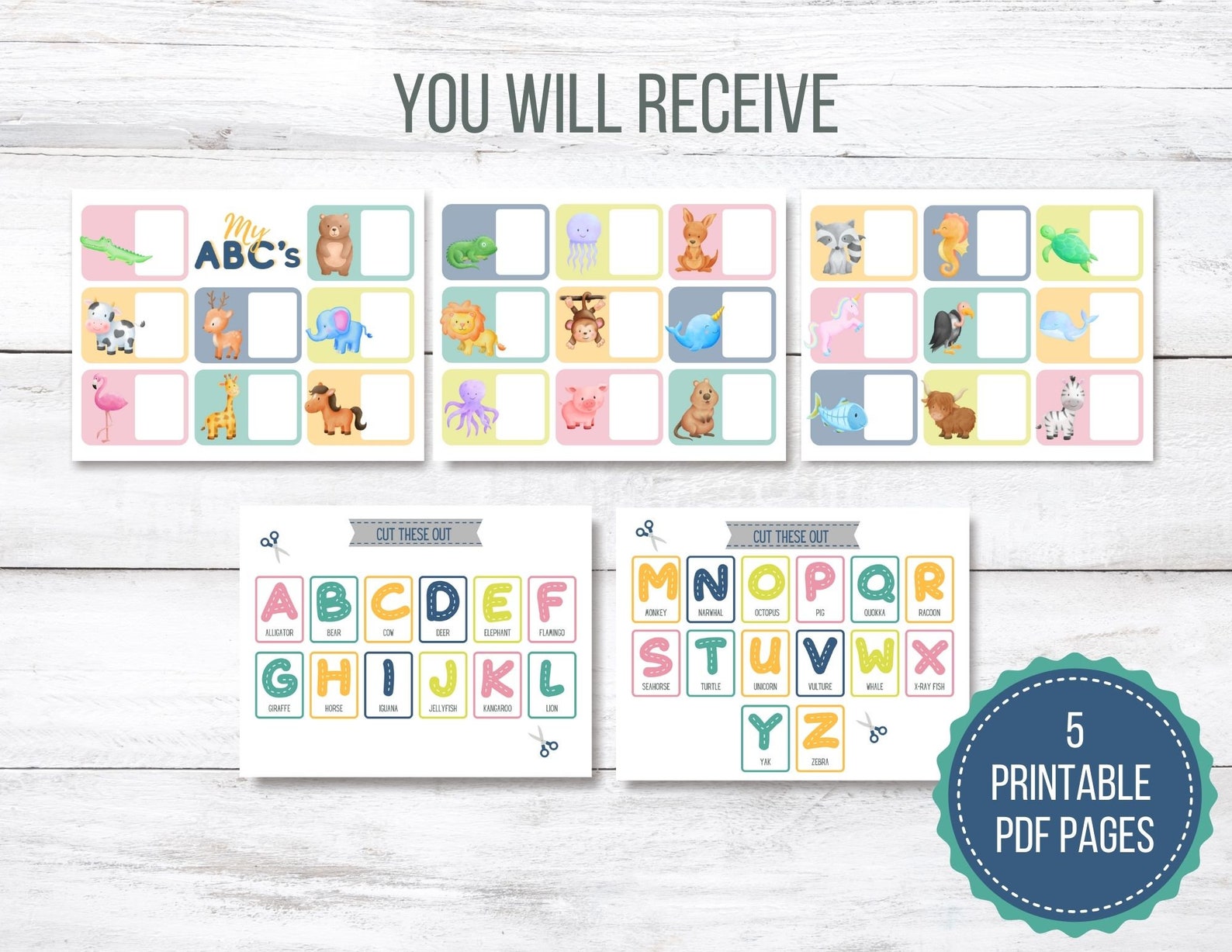 Alphabet Matching Game, Animal Alphabet, Preschool Printable Activity ...