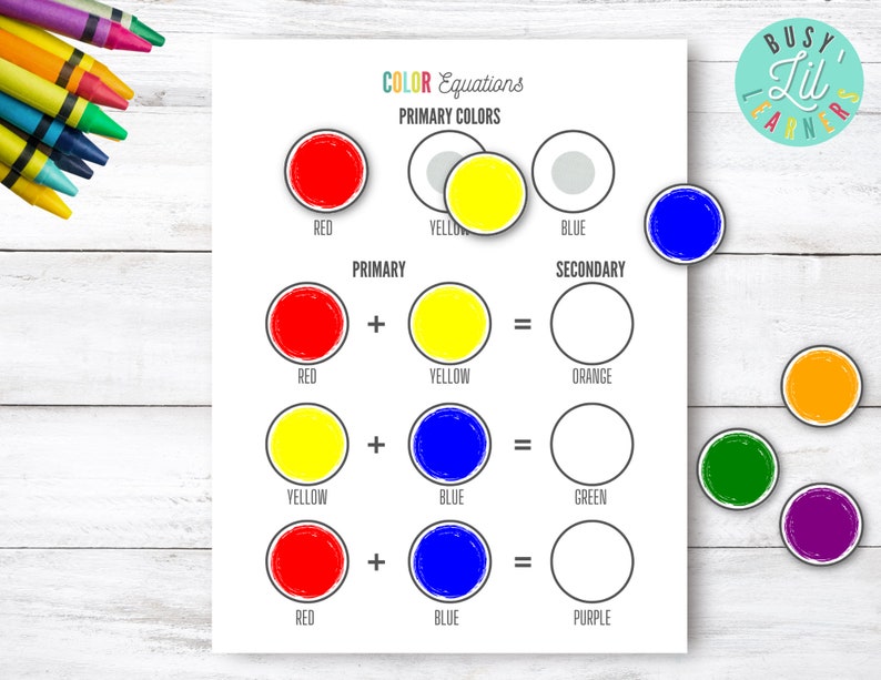 Primary & Secondary Colors Matching Game, Color Equations, Learning ...