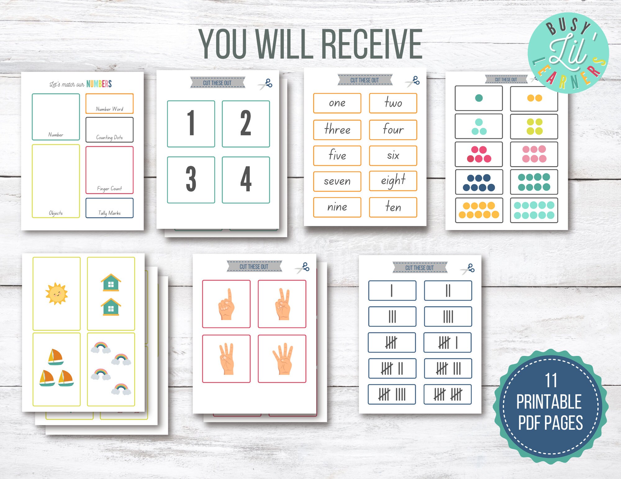 Number Matching, Numbers 1-10 Activity, Preschool Math Printable, Busy ...