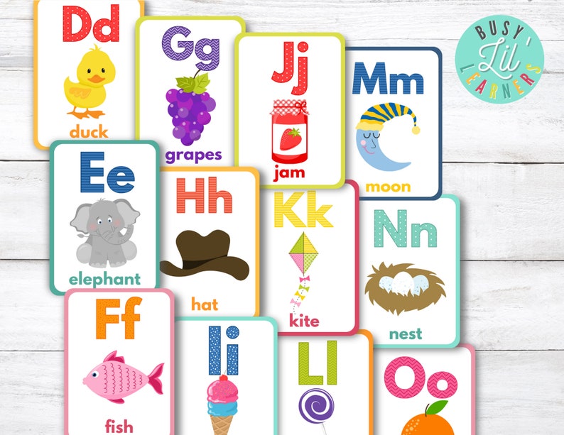 Alphabet Printable Flash Cards, Uppercase and Lowercase, ABC, Preschool ...