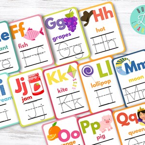 Alphabet Tracing Printable Flash Cards,uppercase and Lowercase,writing ...