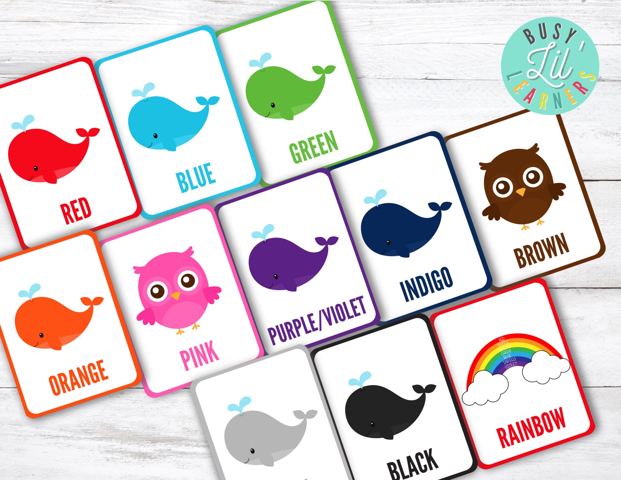 Learn Your Colors Printable Flash Cardwhalespreschool - Etsy Canada