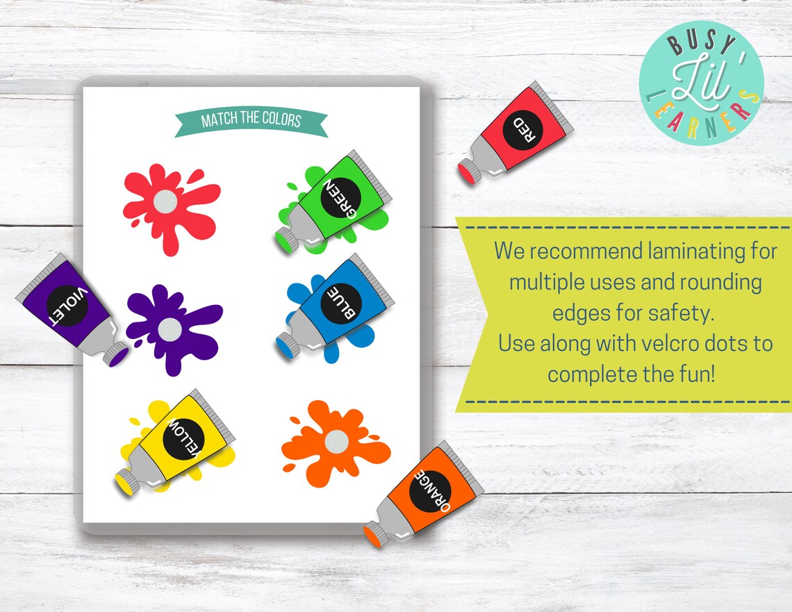 Color Matching Printable Learning Colors Homeschool - Etsy