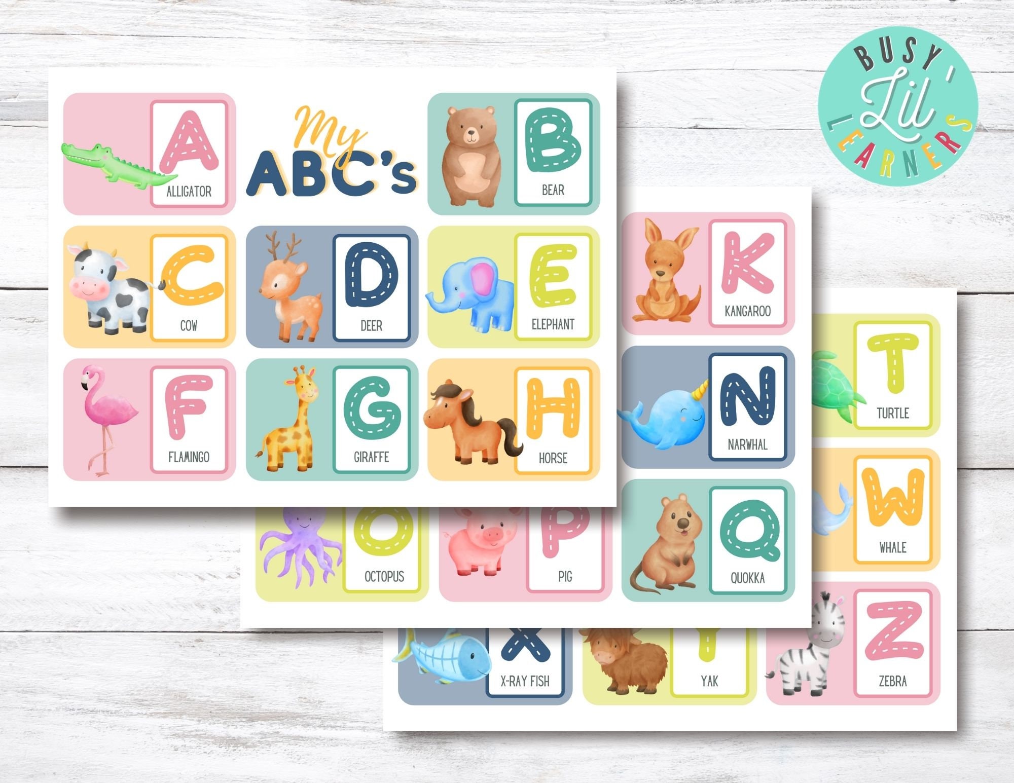 Alphabet Matching Game, Animal Alphabet, Preschool Printable Activity ...