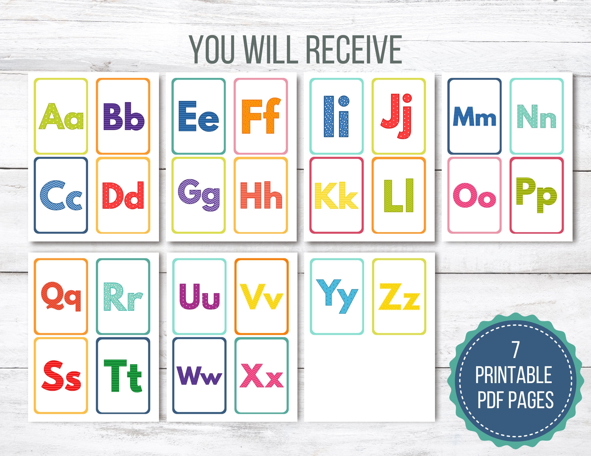 Alphabet Printable Flash Cards, Uppercase and Lowercase, ABC, Preschool ...