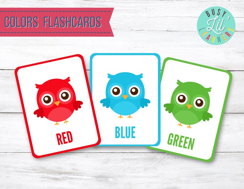 Learn Your Colors Printable Flash Card Owls Preschool - Etsy Canada