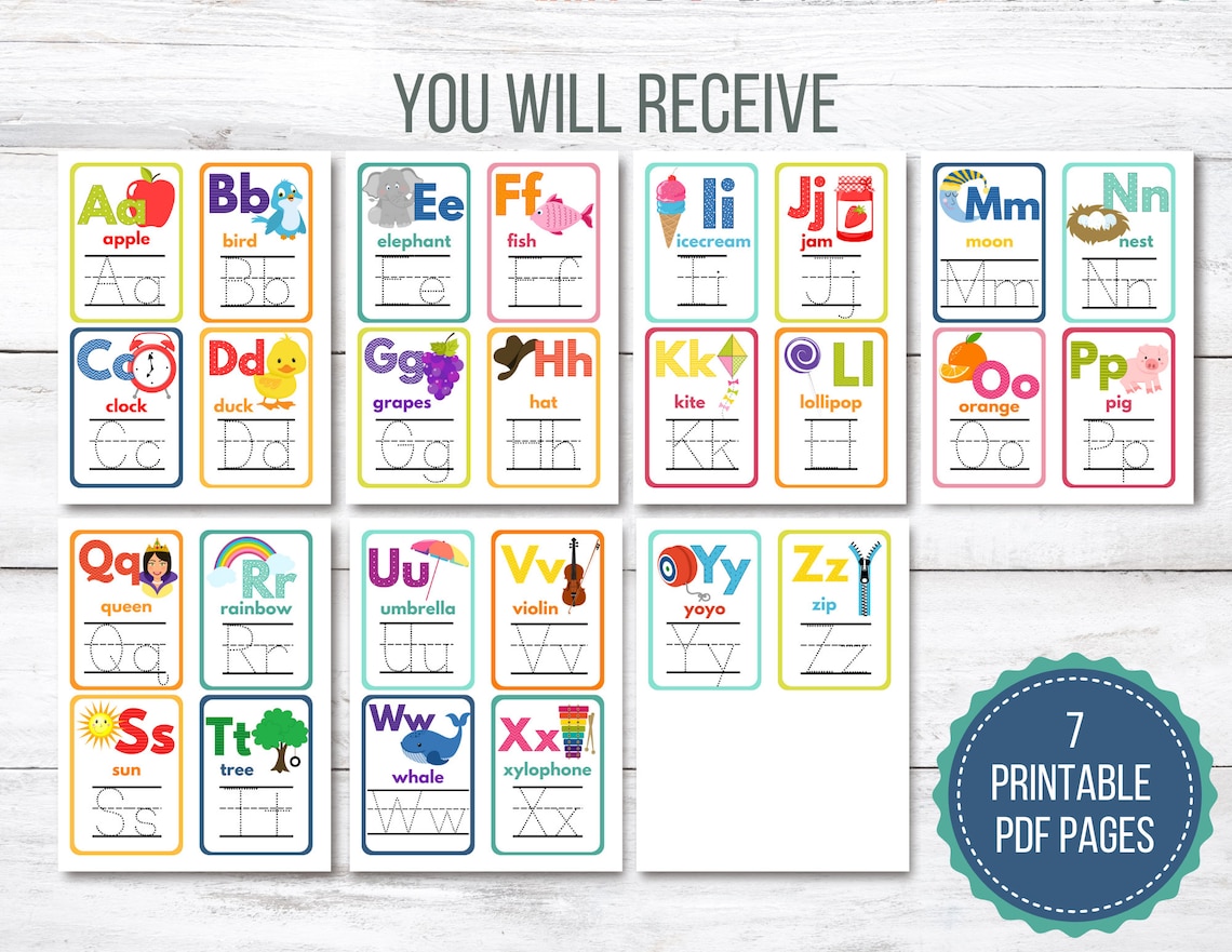 Alphabet Tracing Printable Flash Cards,uppercase and Lowercase,writing ...