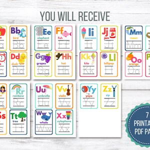 Alphabet Tracing Printable Flash Cards,uppercase and Lowercase,writing ...