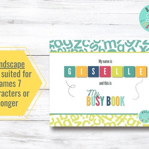 Custom Busy Book Cover , Name Matching Printable, Busy Binder Cover ...