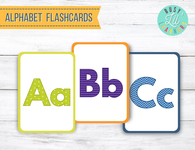 Alphabet Printable Flash Cards Uppercase and Lowercase ABC - Etsy Canada
