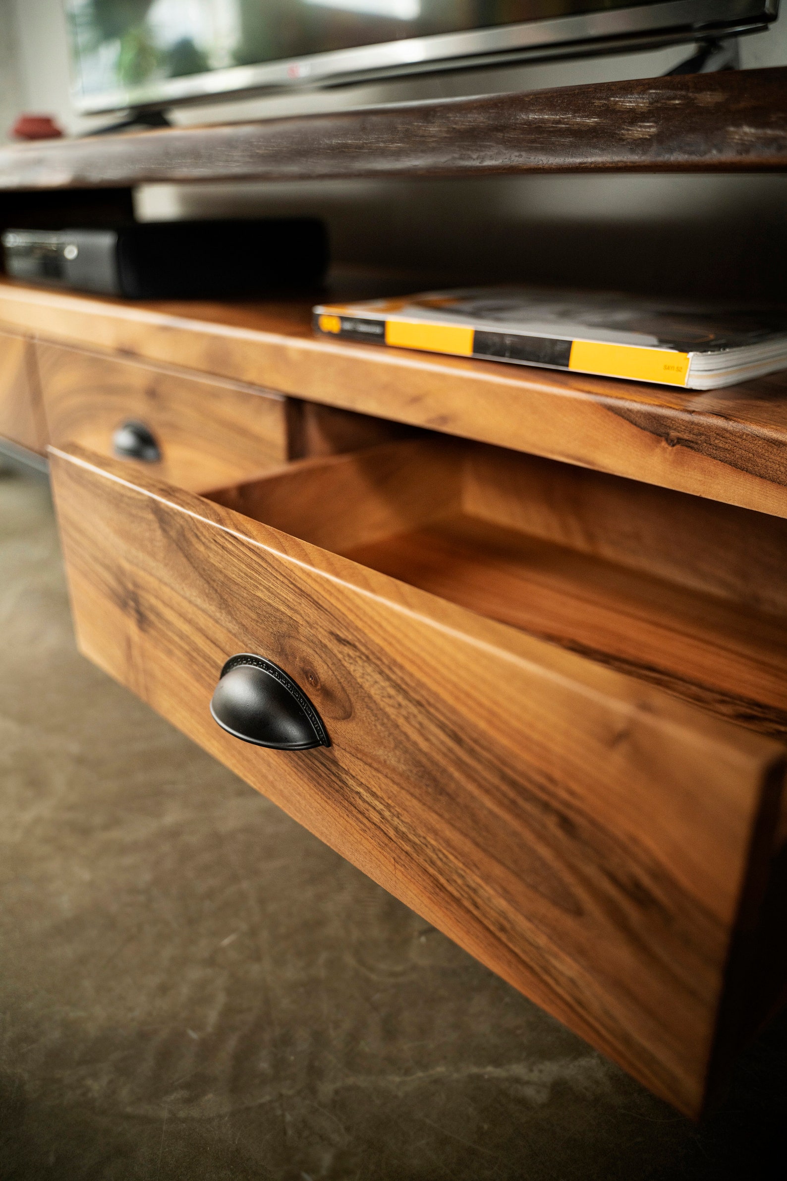 Walnut Wood TV Unit & Console, Modern and Unique Design Decor ...