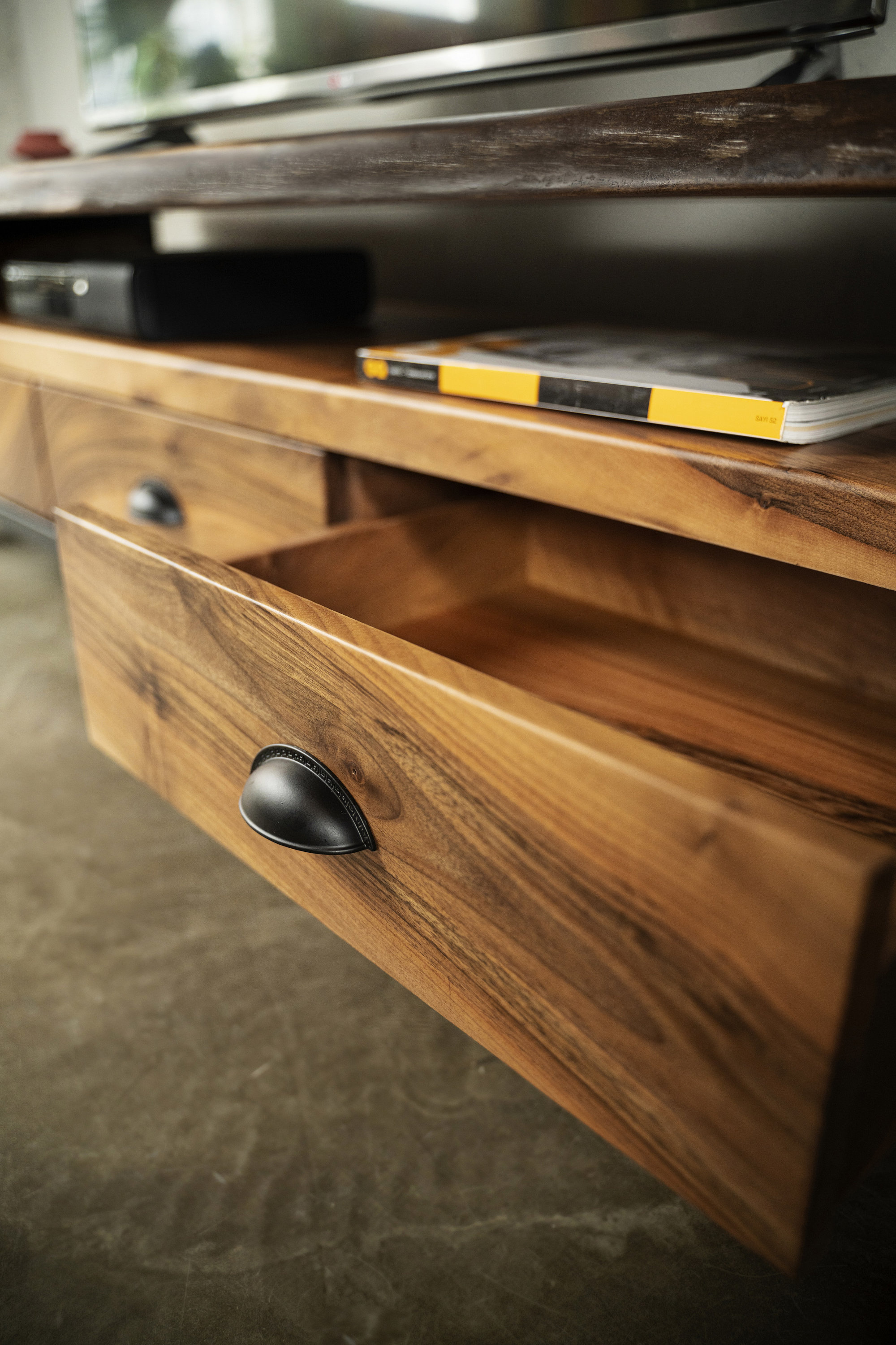 Walnut Wood TV Unit & Console, Modern and Unique Design Decor ...