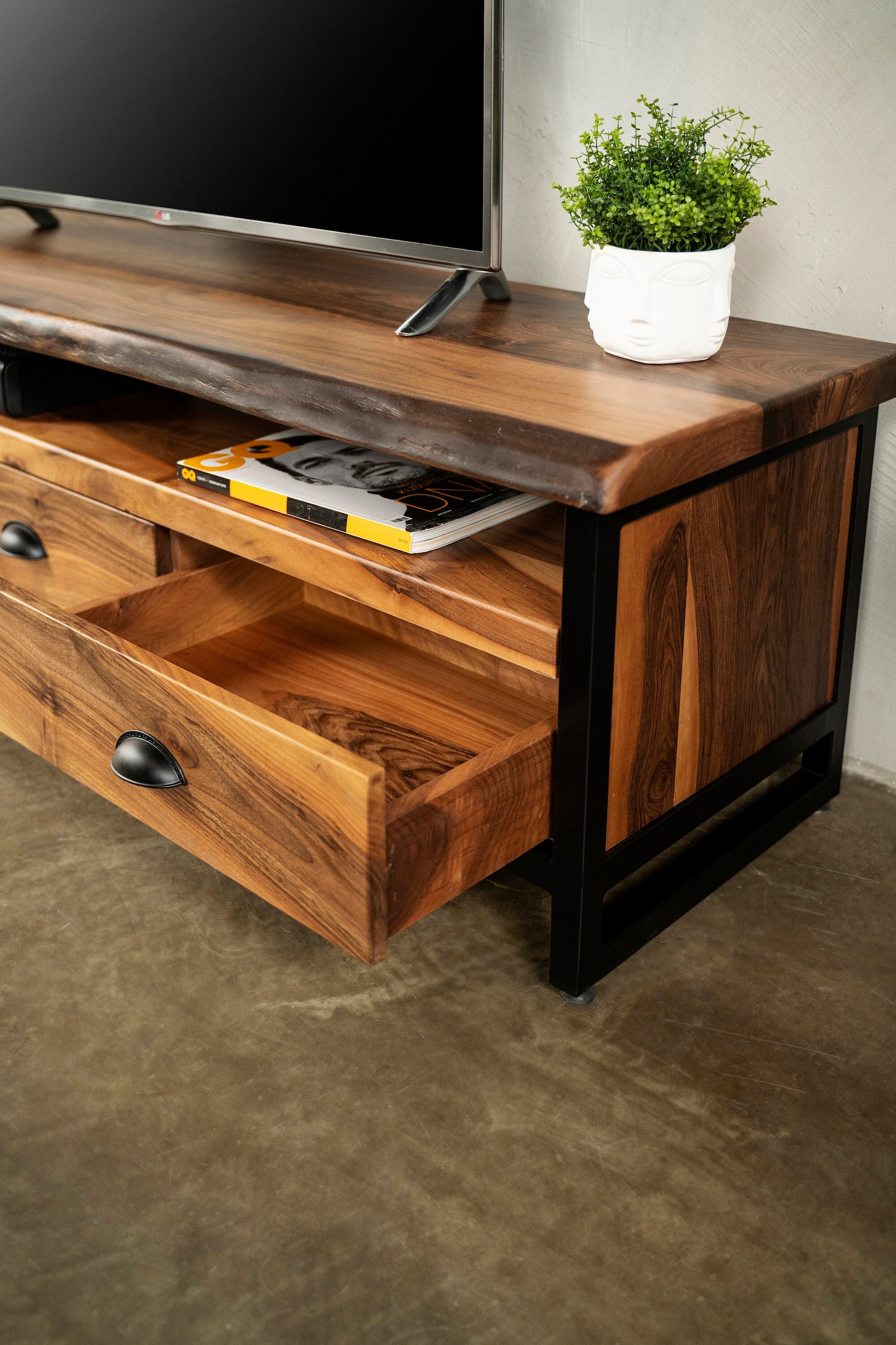 Walnut Wood TV Unit & Console, Modern and Unique Design Decor ...