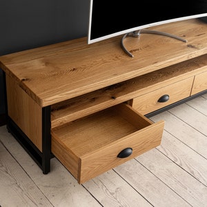 Oak Wood TV Unit & Console, Modern and Unique Design Decor, Tv Stand ...