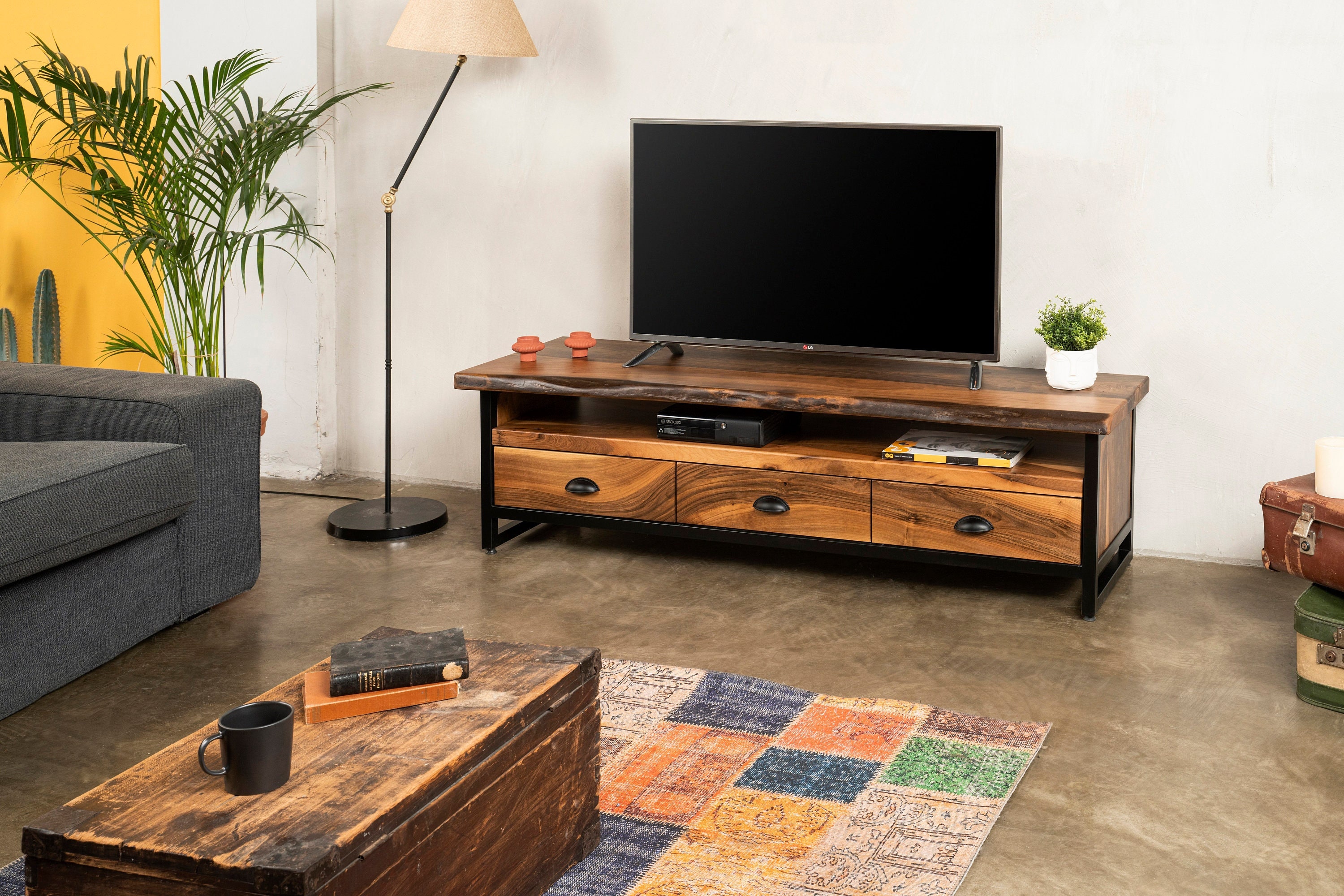 Walnut Wood TV Unit & Console, Modern and Unique Design Decor ...