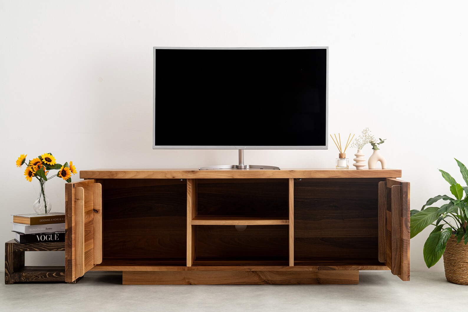 Walnut Wood TV Unit & Console, Modern and Unique Design Decor ...