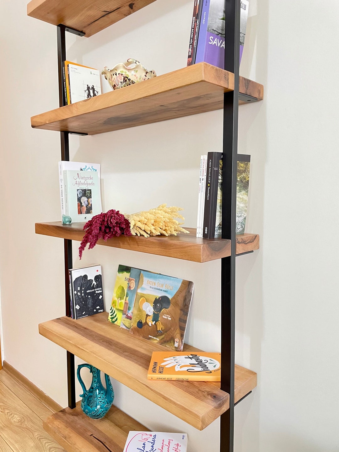 Farmhouse Bookshelf Decor, Rustic Elegance for Home, Wooden Bookshelf ...