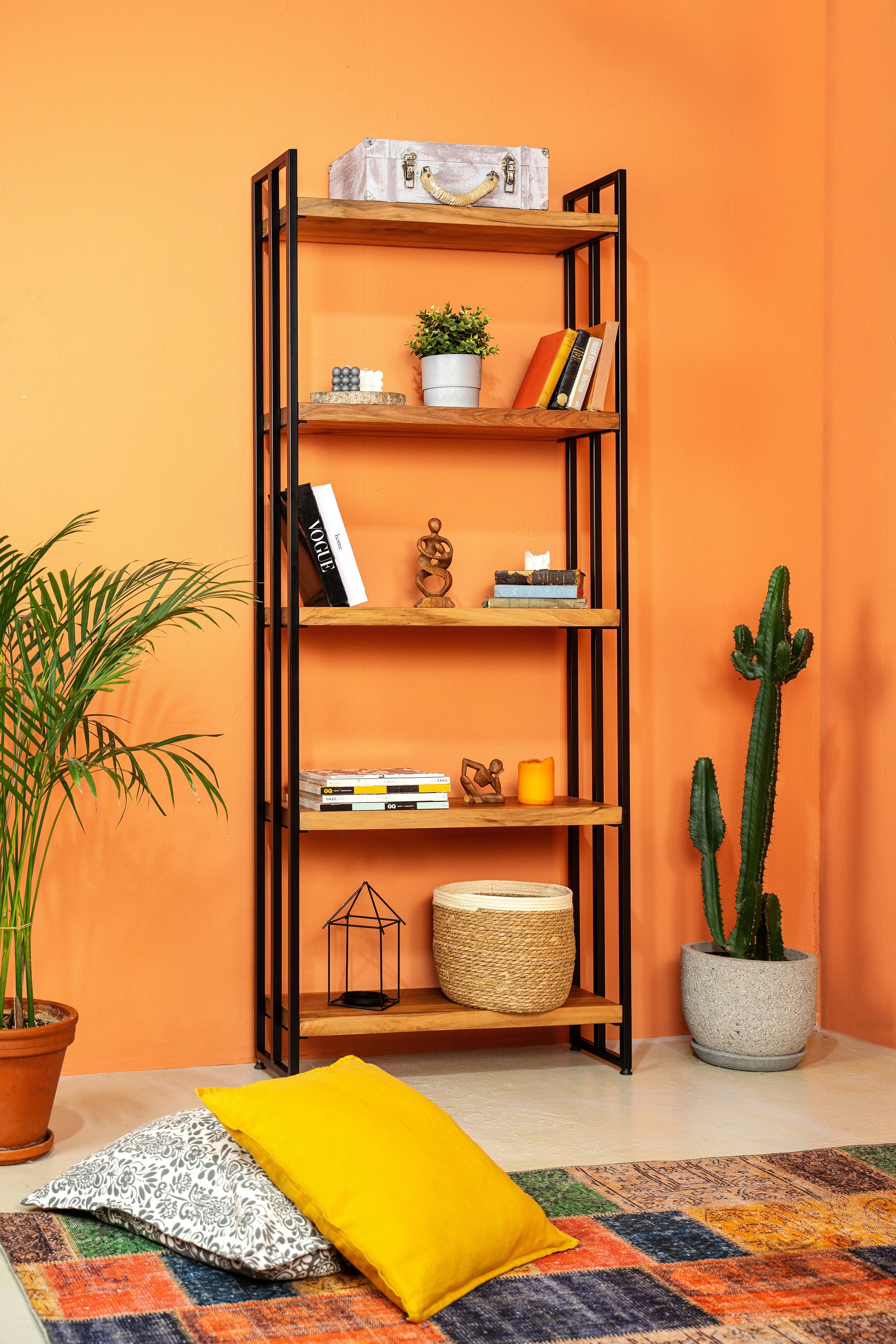 Modern Steel Bar Bookshelf, Trendy Industrial Bookcase Design, Unique ...