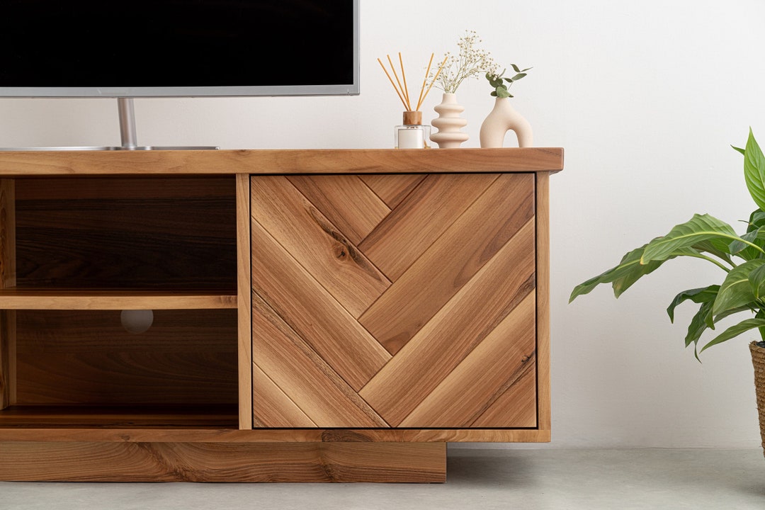 Walnut Wood TV Unit & Console, Modern and Unique Design Decor ...