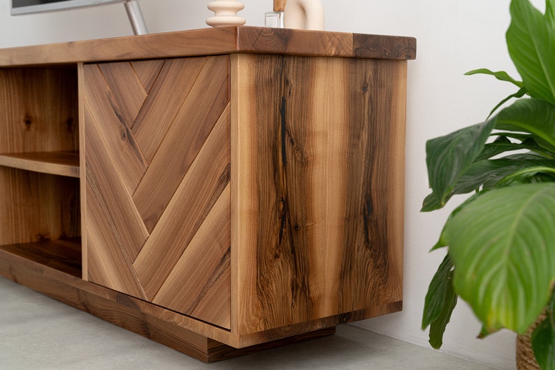 Walnut Wood TV Unit & Console, Modern and Unique Design Decor ...