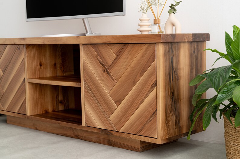 Walnut Wood TV Unit & Console, Modern and Unique Design Decor ...