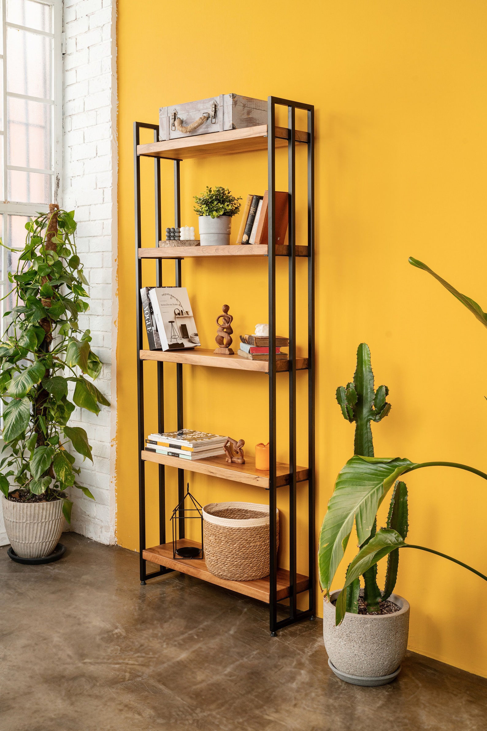 Modern Steel Bar Bookshelf, Trendy Industrial Bookcase Design, Unique ...