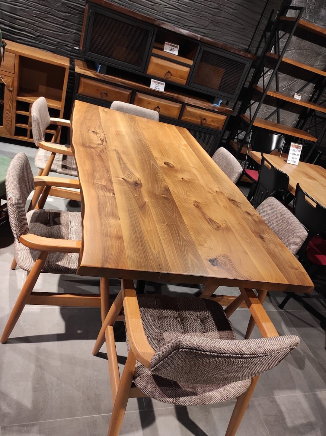 Live Edge Dine Table, Walnut Solid Wood Table, Kitchen Table, Farmhouse ...