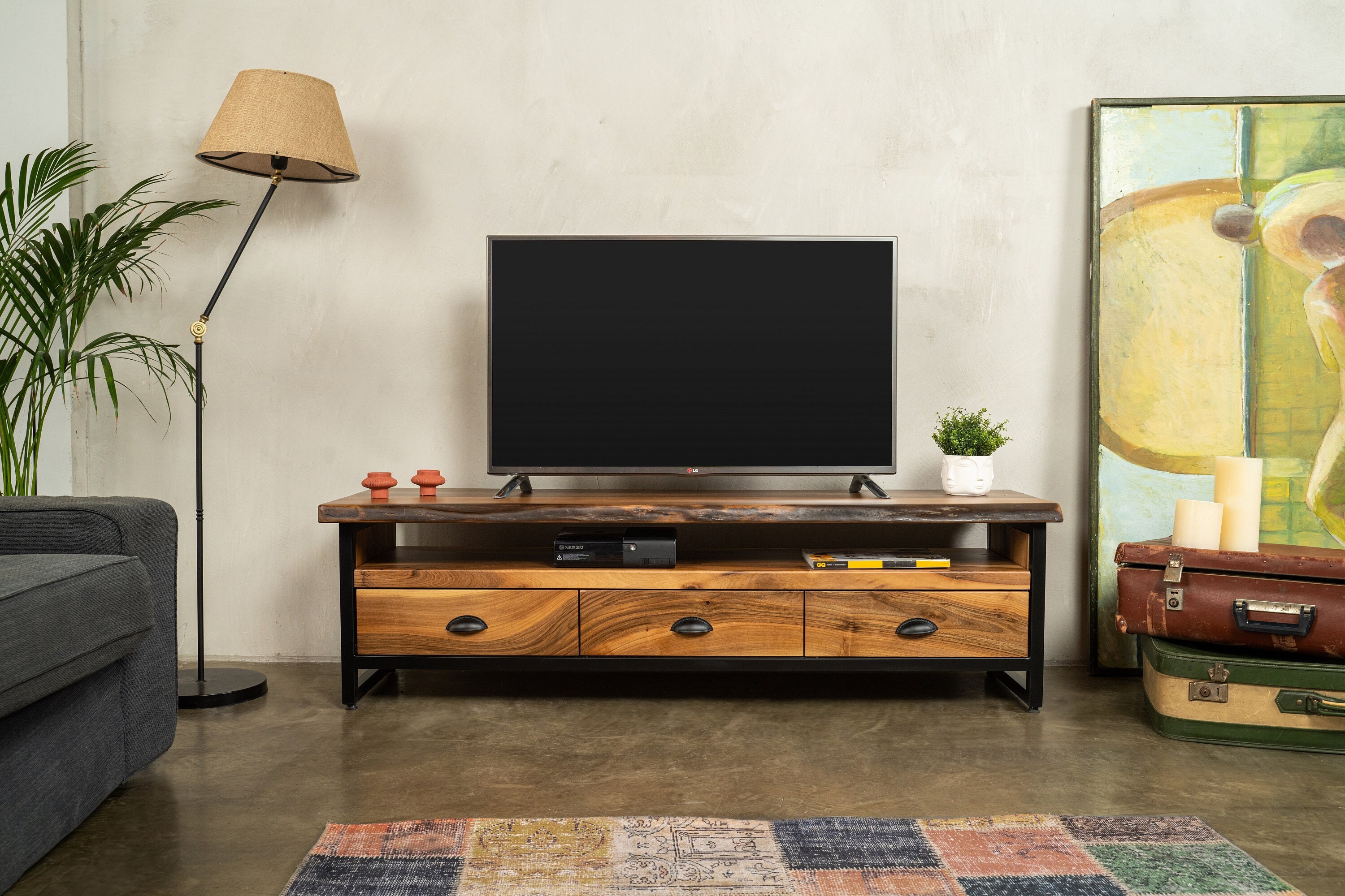 Walnut Wood TV Unit & Console, Modern and Unique Design Decor ...