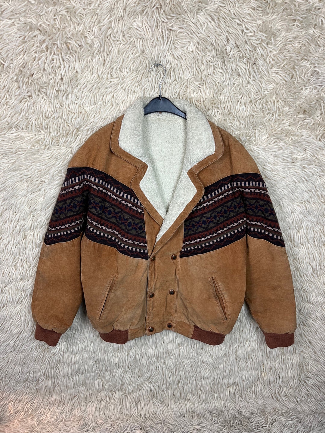 Vintage Navajo Jacket Size L - XL Lined Navajo Jacket Bomber Teddy ...