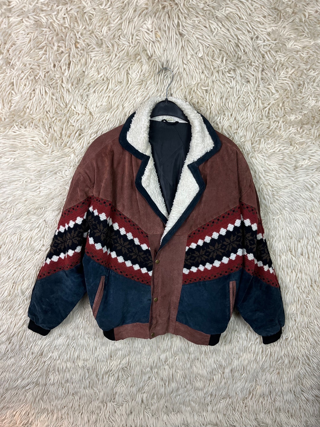 Vintage Navajo Jacket Size M XL Navajo Jacket Bomber Teddycollar Bomber ...
