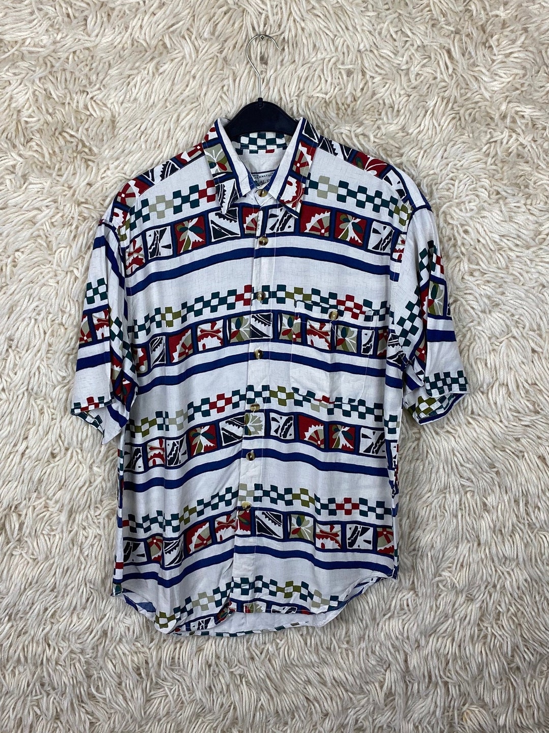Vintage Size L - XXL Crazy Pattern Shirt Sleeved Shirt 80s 90s Short ...