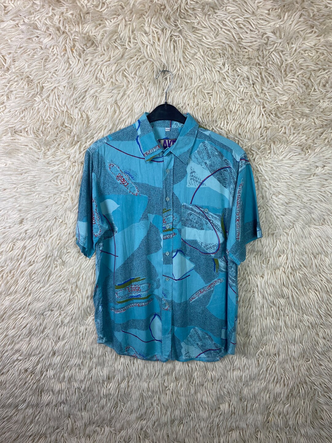 Vintage Shirt Size S L Crazy Pattern Shirt Short Sleeves 80s 90s - Etsy