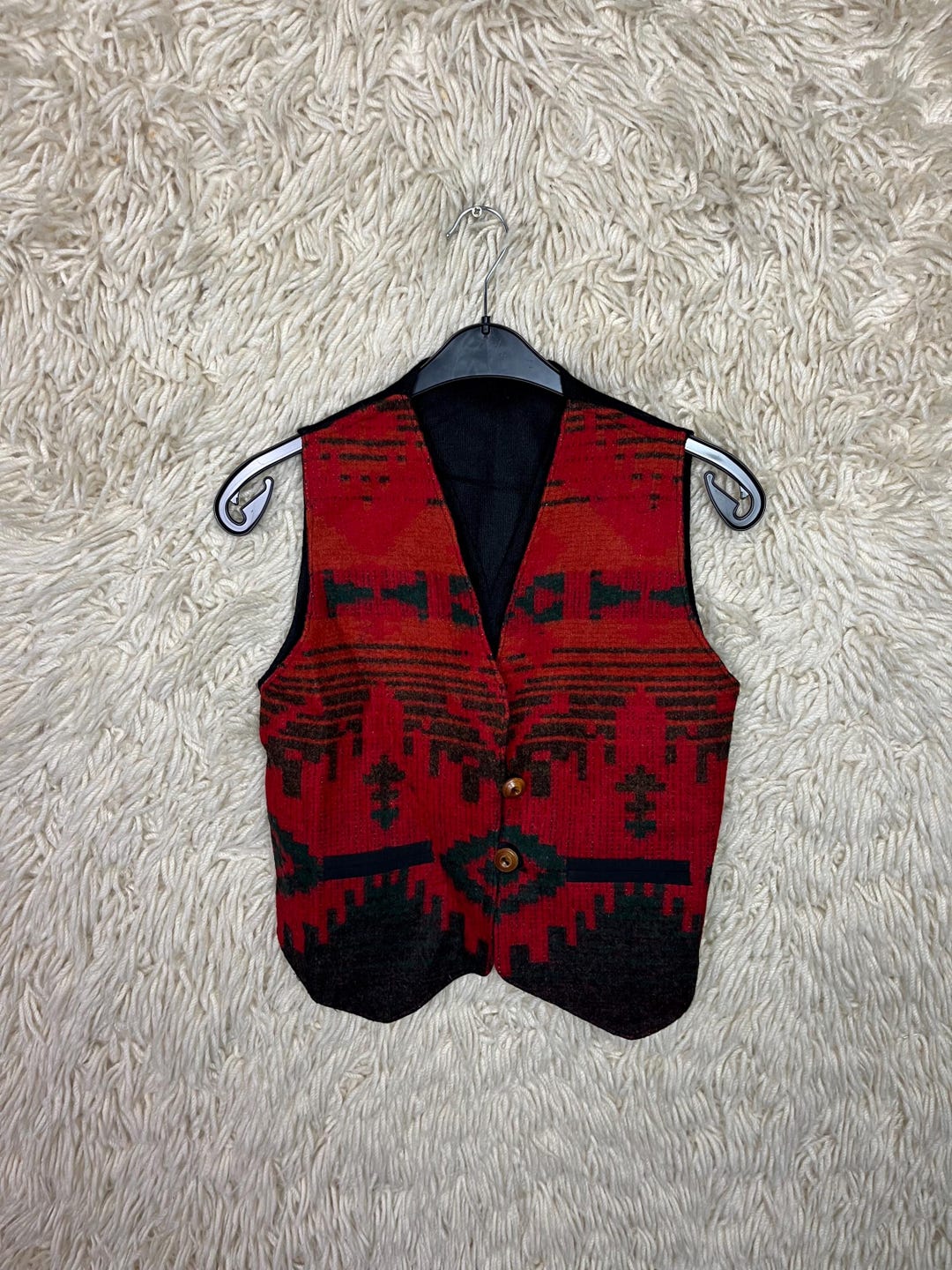 Vintage Woven Aztec Vest Size M - L Wool Ethnic Navajo Vest Woven 80s ...
