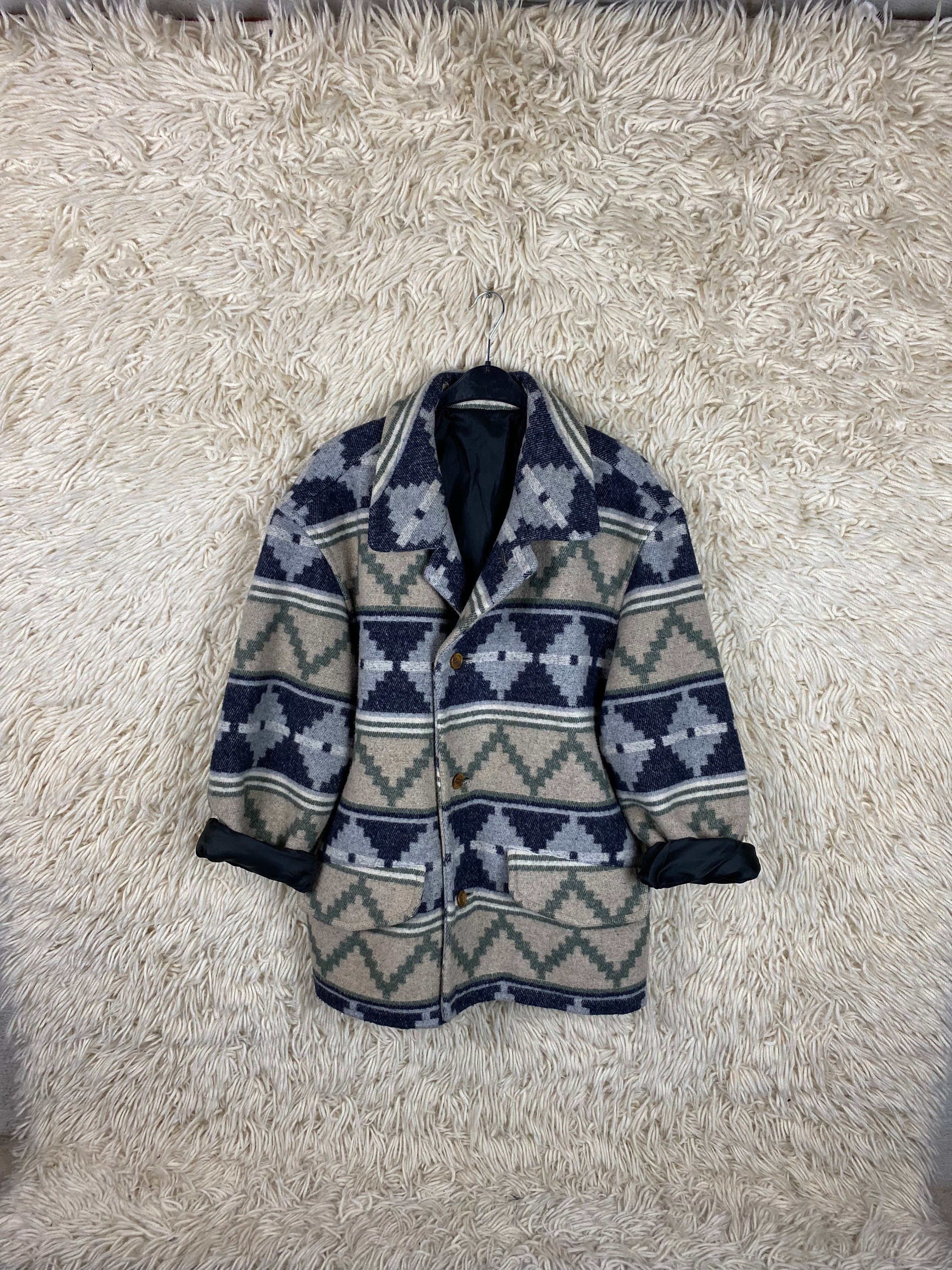 Lined Aztec Pattern Jacket - Size Large - sktrading.jp