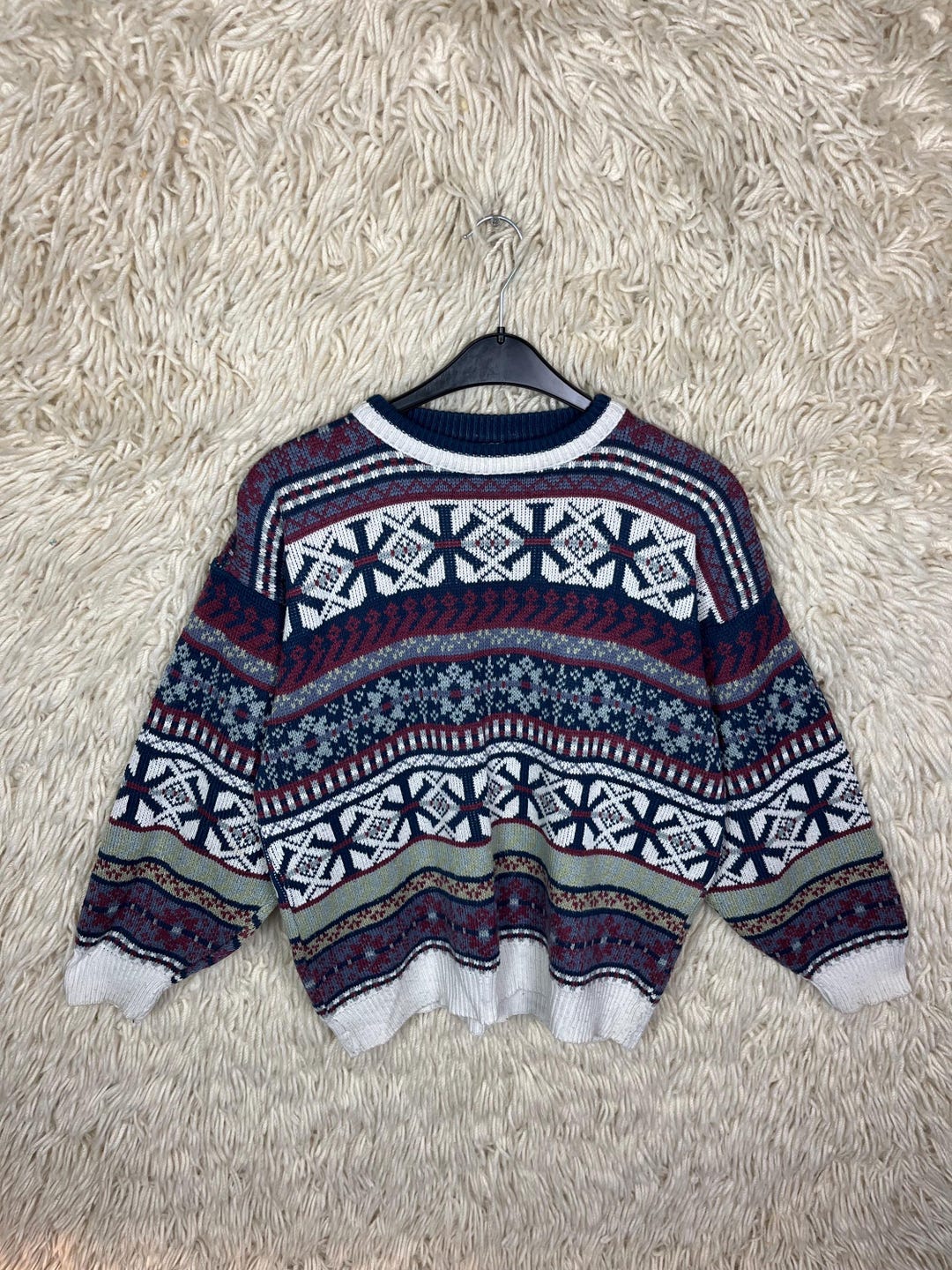 Vintage Sweater Size M 42/44 Navajo Aztec Crazy Pattern Knit Sweater ...