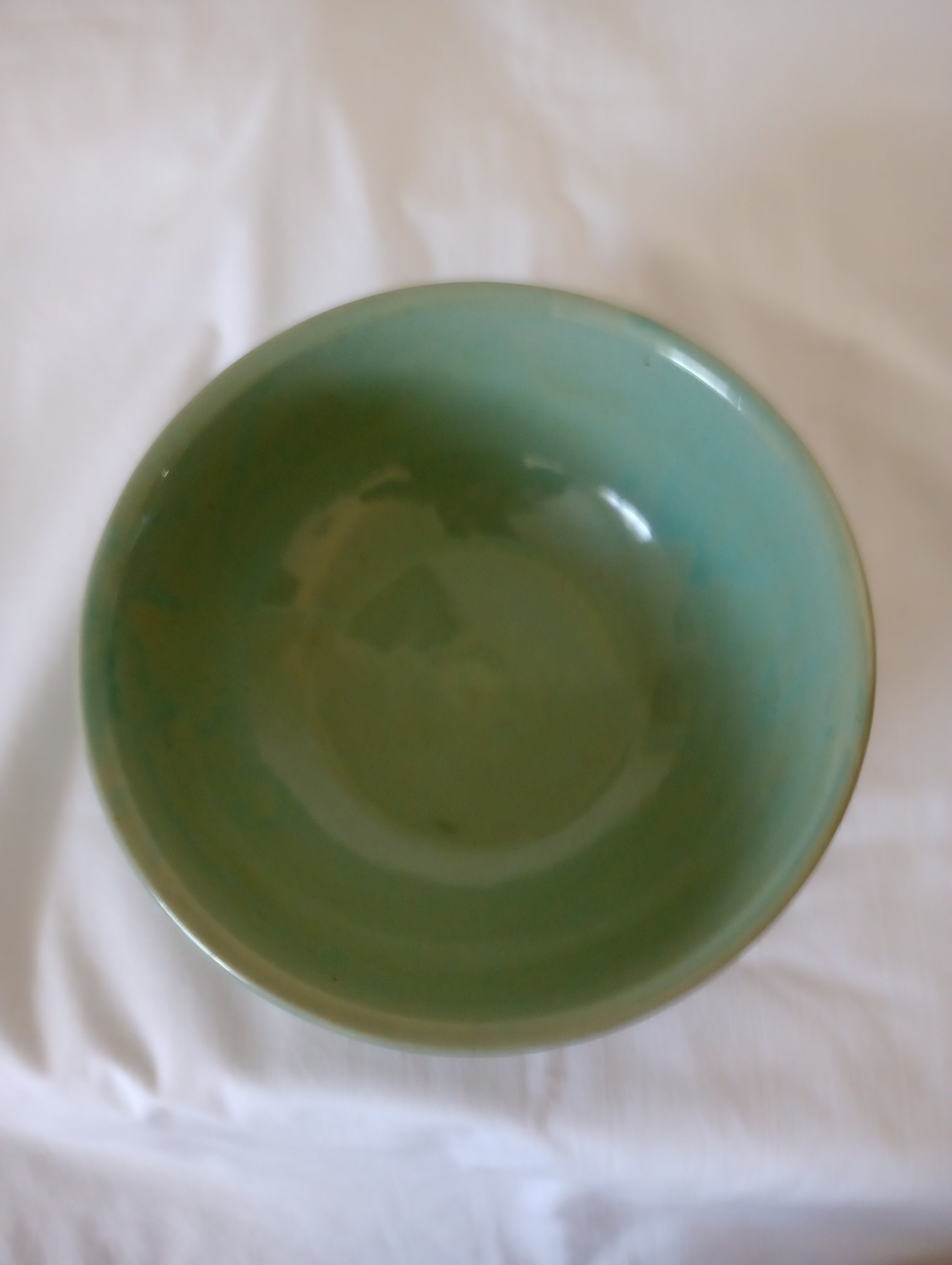 Vintage Green Bowl With Fruit Design, Crock Bowl, Serving Bowl, Yellow ...