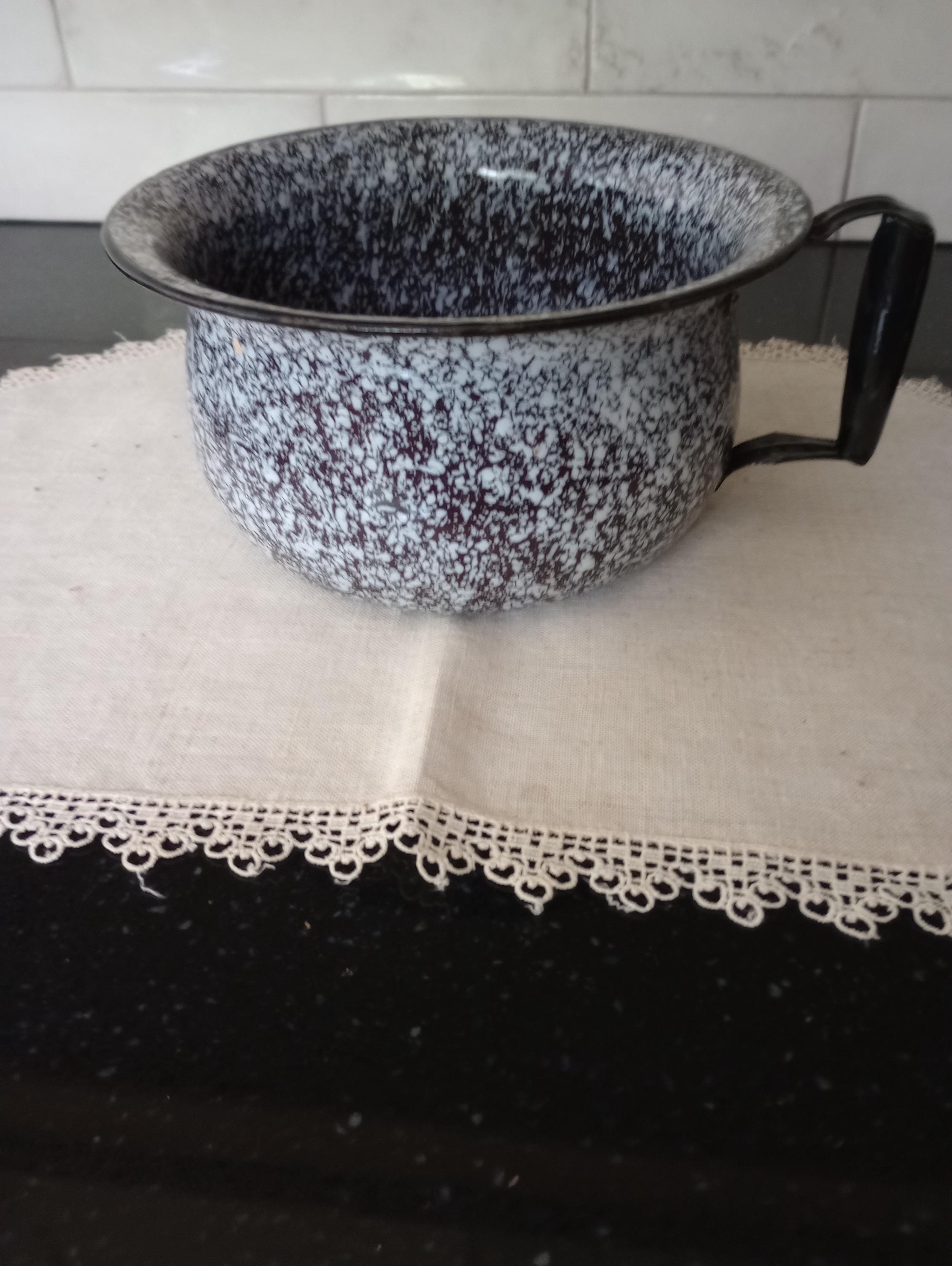 Vintage Enamel Potty, Black and White Enamel Potty - Etsy