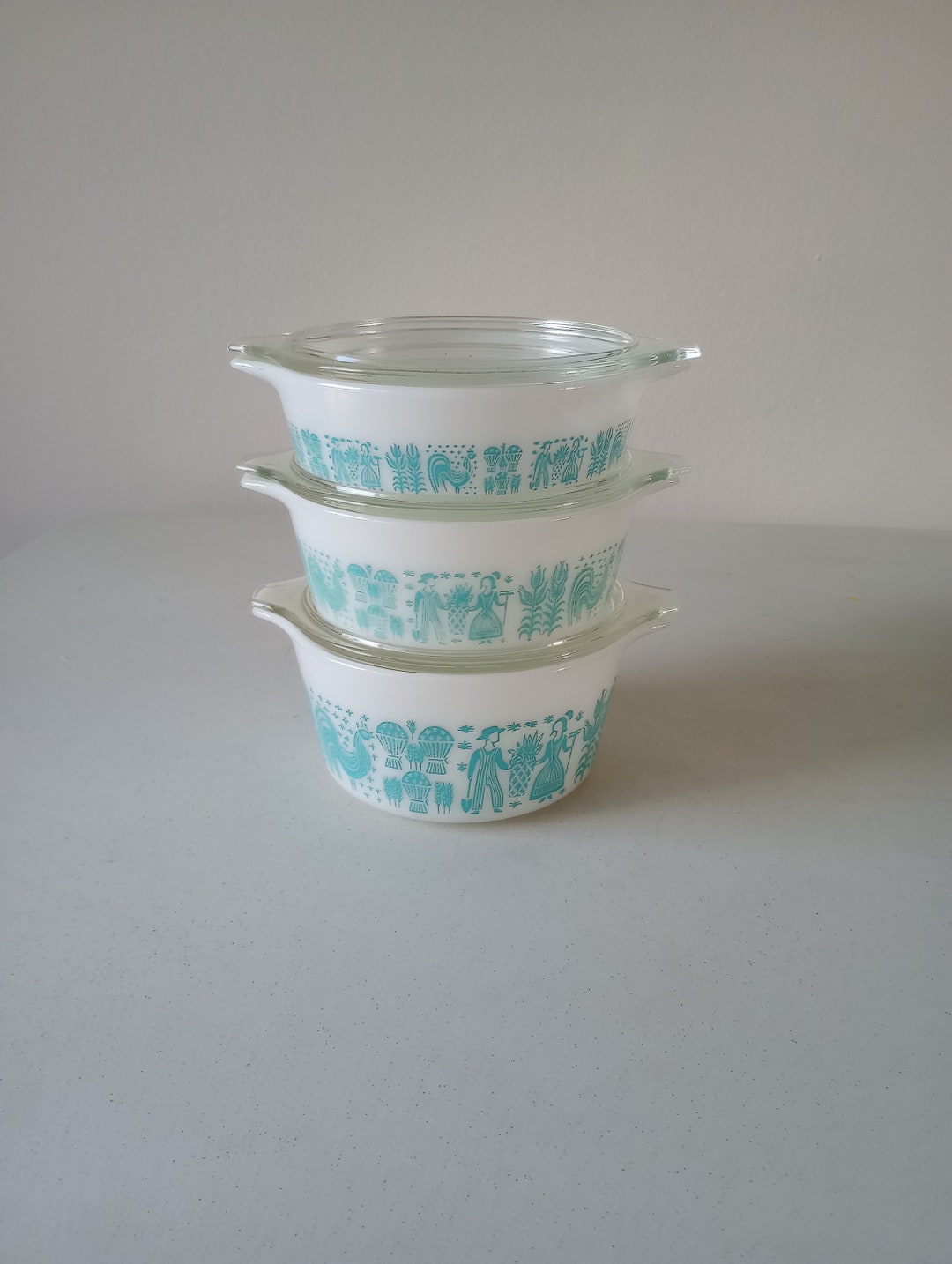 Vintage Pyrex Amish Butter Print Casserole Set, Amish Casserole Set ...
