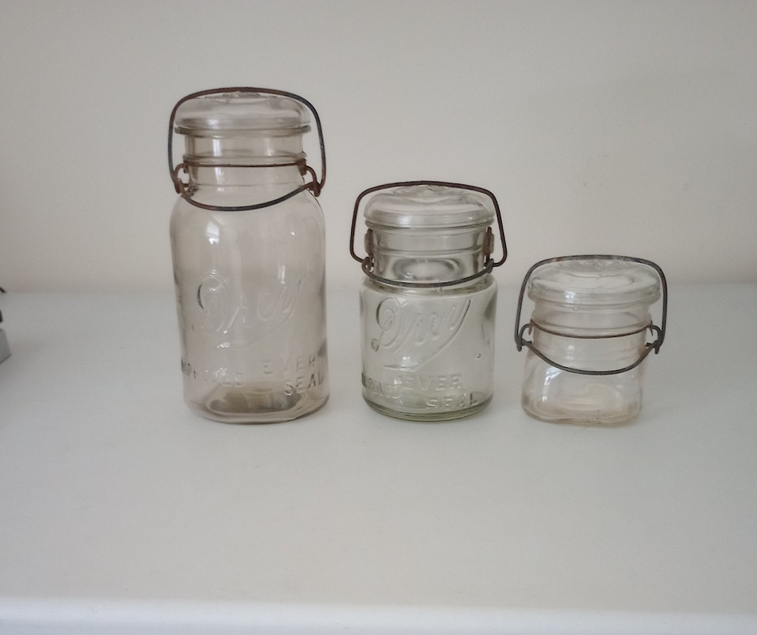 Vintage Drey Caning Jar W/glass Lids - Etsy