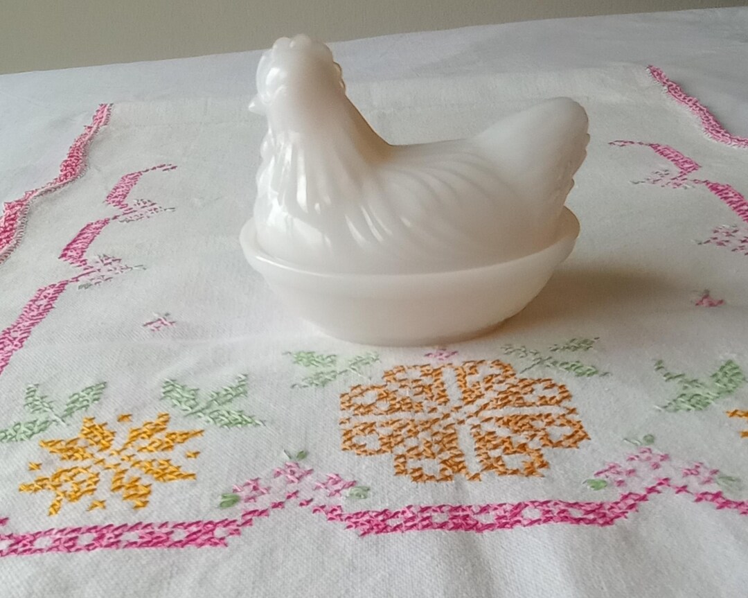 Vintage Nesting Chicken, Milk Glass Chicken, Chicken Covered Dish - Etsy