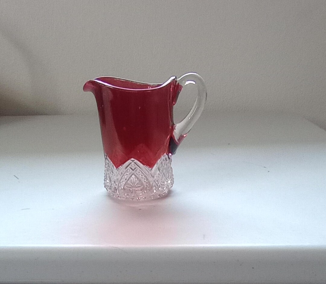 Vintage Cranberry Pitcher, Pressed Glass, 4 Pitcher - Etsy