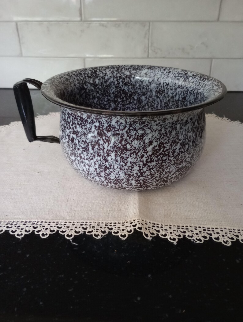 Vintage Enamel Potty, Black and White Enamel Potty - Etsy