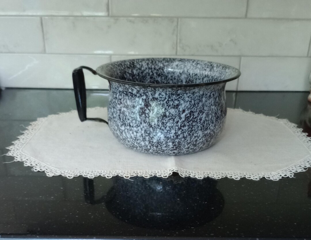 Vintage Enamel Potty, Black and White Enamel Potty - Etsy