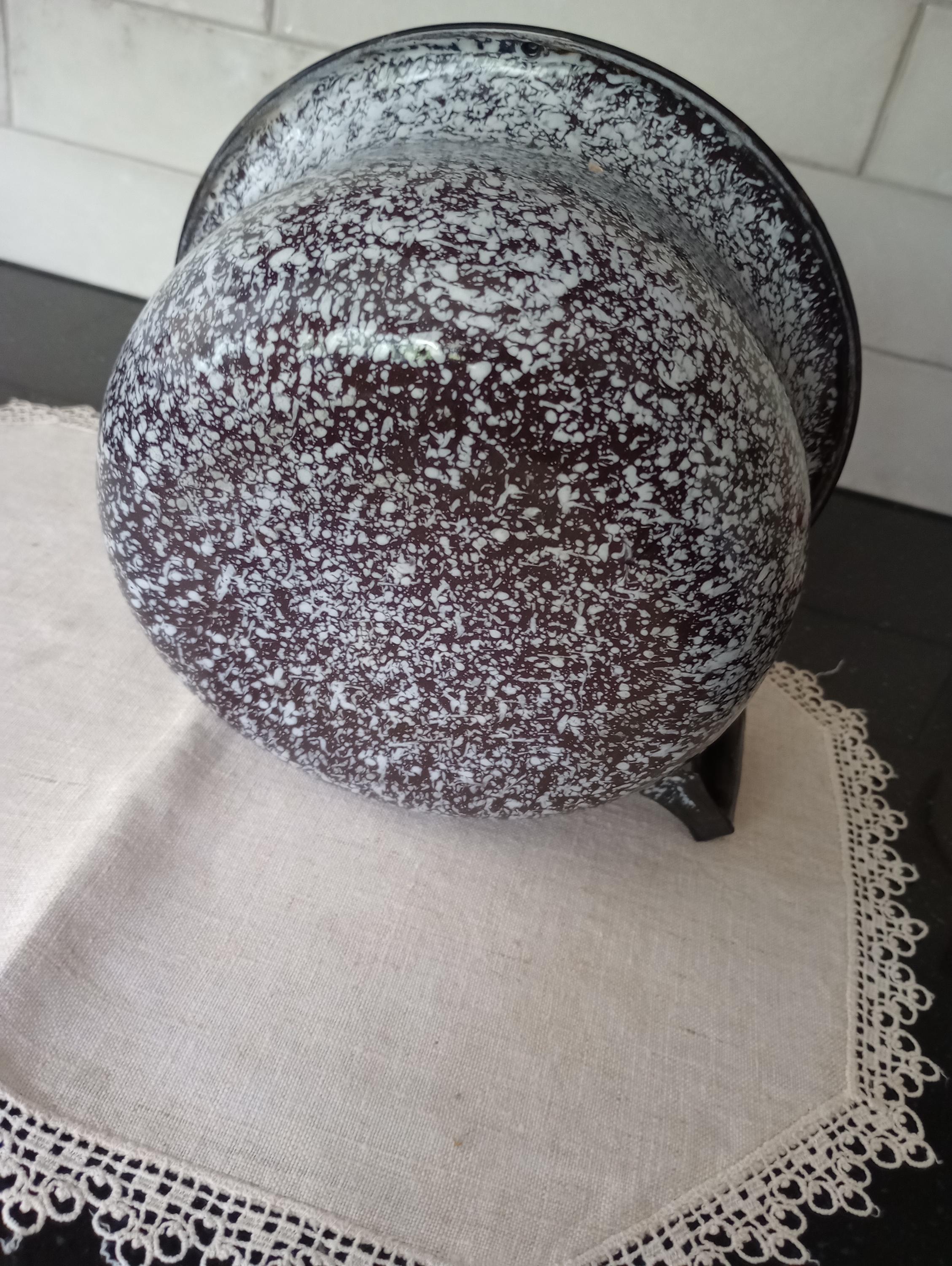 Vintage Enamel Potty, Black and White Enamel Potty - Etsy