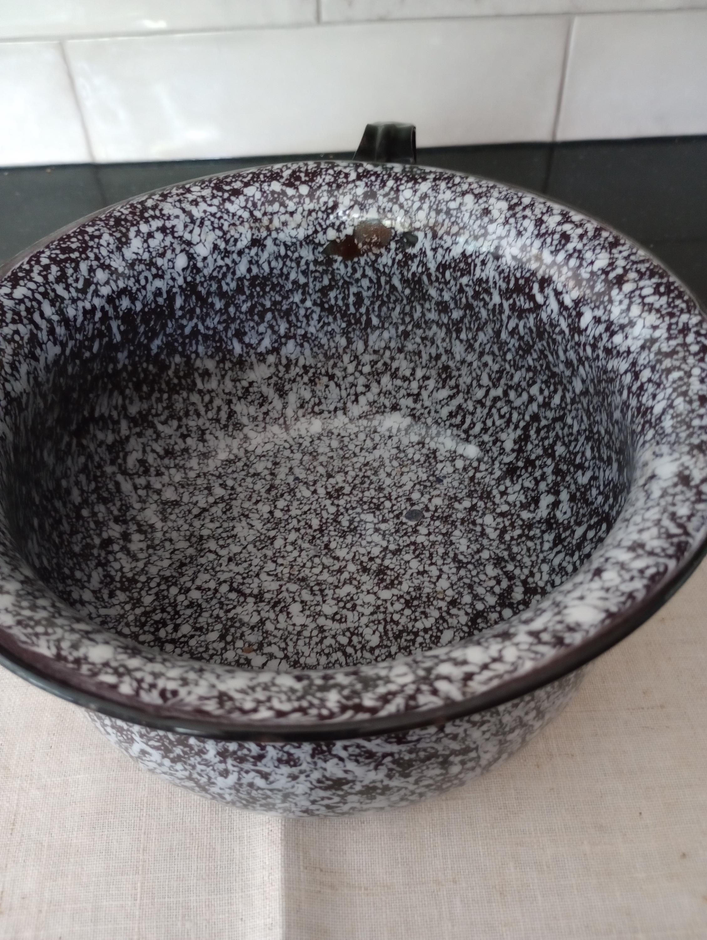 Vintage Enamel Potty, Black and White Enamel Potty - Etsy