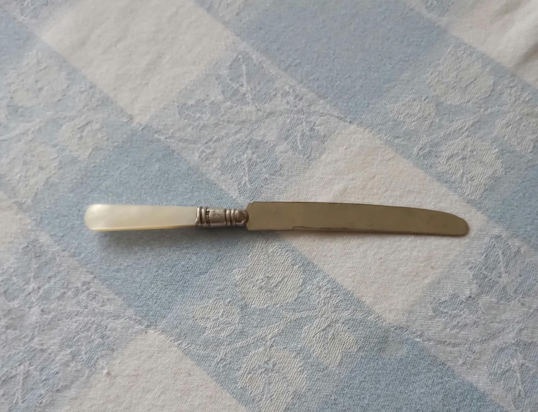 Vintage Pearl Handle Knife, Cheese Knife, Pearl and Sterling Handle ...