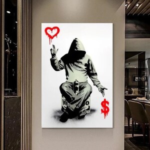 Banksy Love Over Money, Iconic Street Art Poster, Banksy Love or Money ...