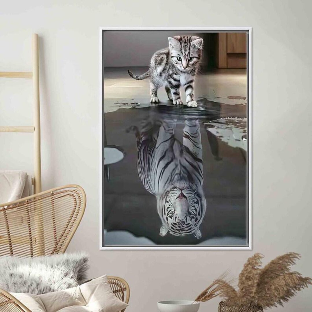 Tiger Reflection Cat, Cat Lover Gift Wall Decor, Success Canvas Art ...