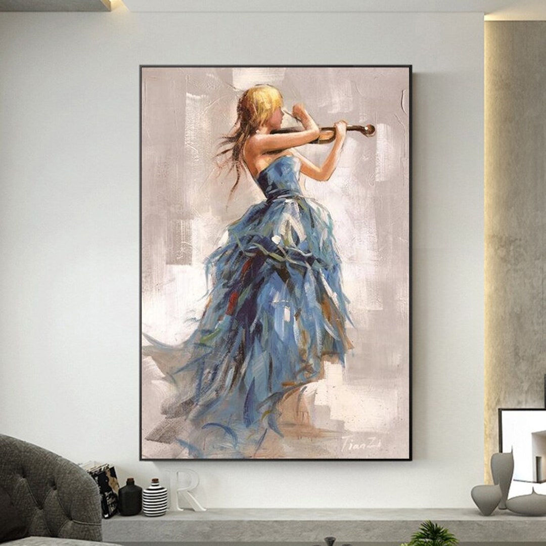 Violinist Oil Painting, the Violin Poster, Modern Wall Art, Ballerina ...