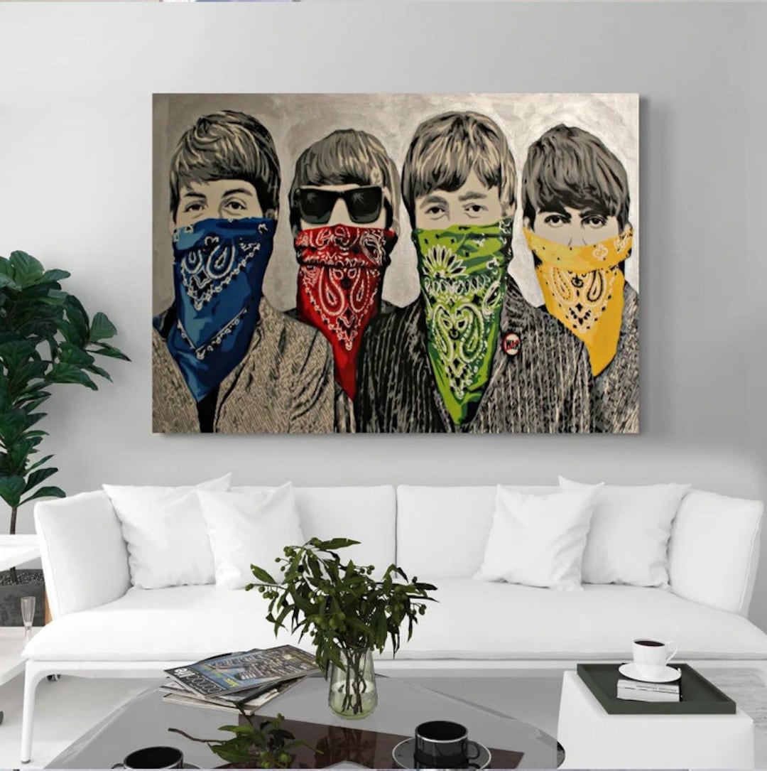 Banksy Beatles Canvas Art, Banksy Bandanas Graffiti Canvas, Beatles ...